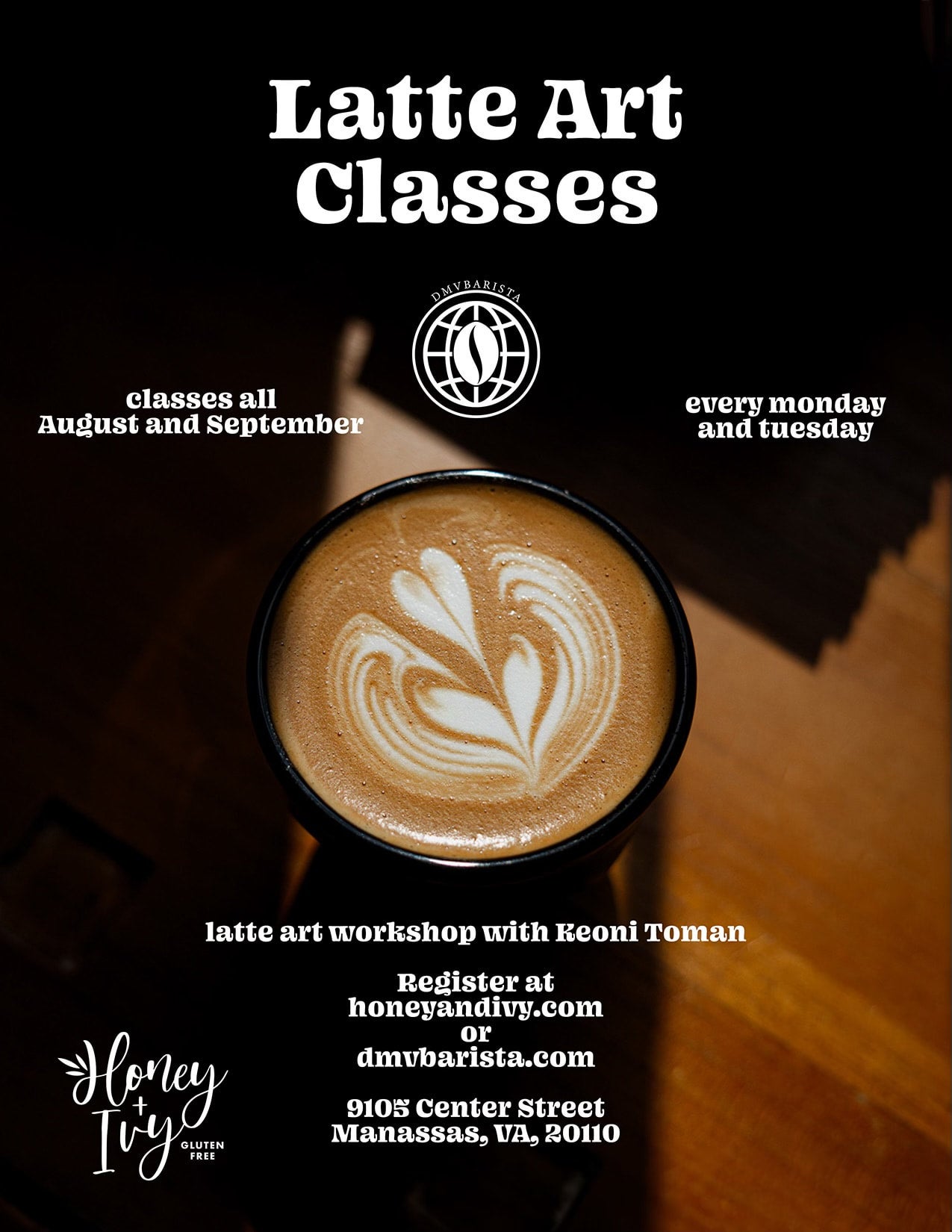 Learn latte art from the talented DMV Barista | Honey and Ivy Gluten Free